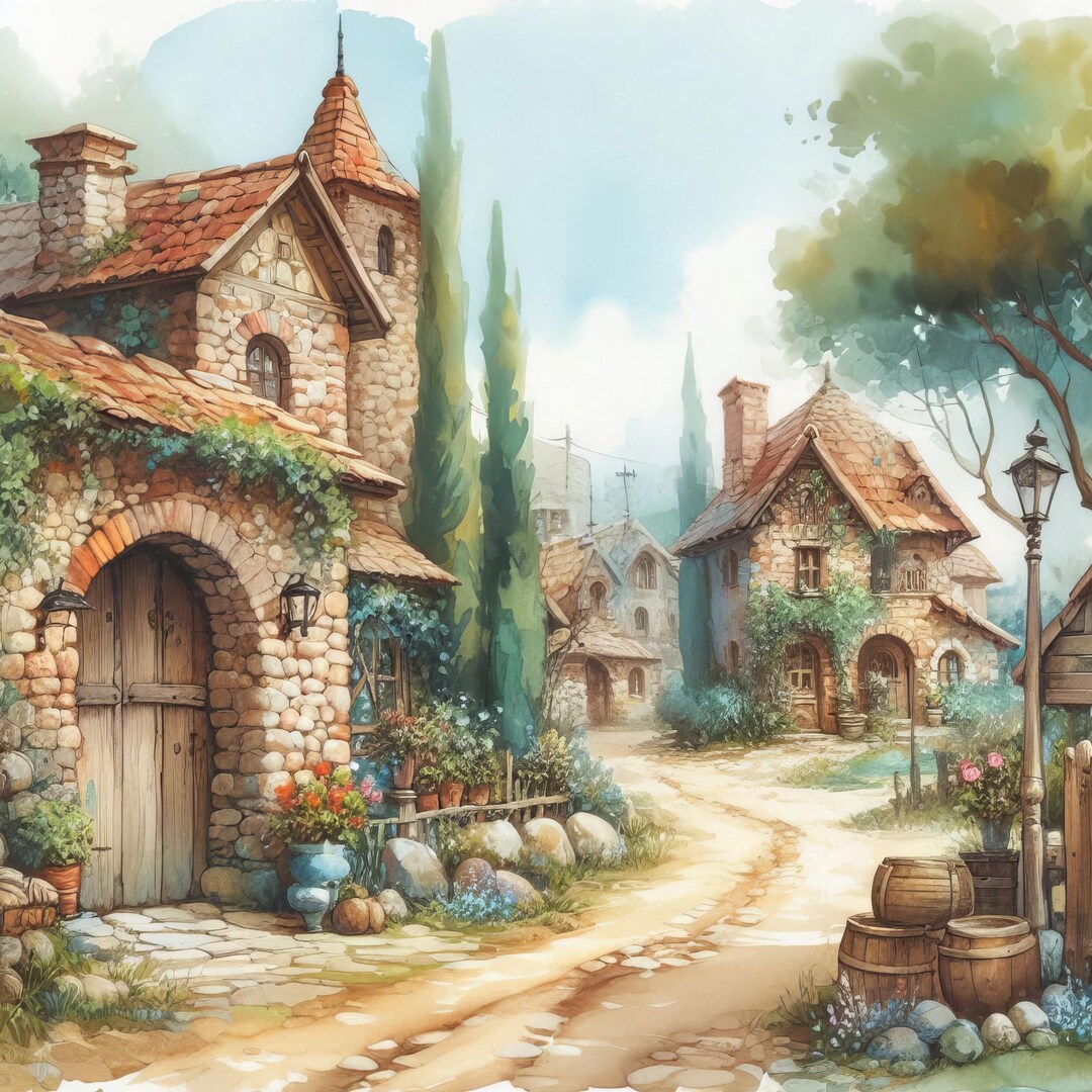 Watercolor Rustic Village 4 Pattern Keeper Compatible PDF Instant ...