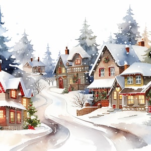 Watercolor Christmas Village Pattern Keeper Compatible PDF Instant ...