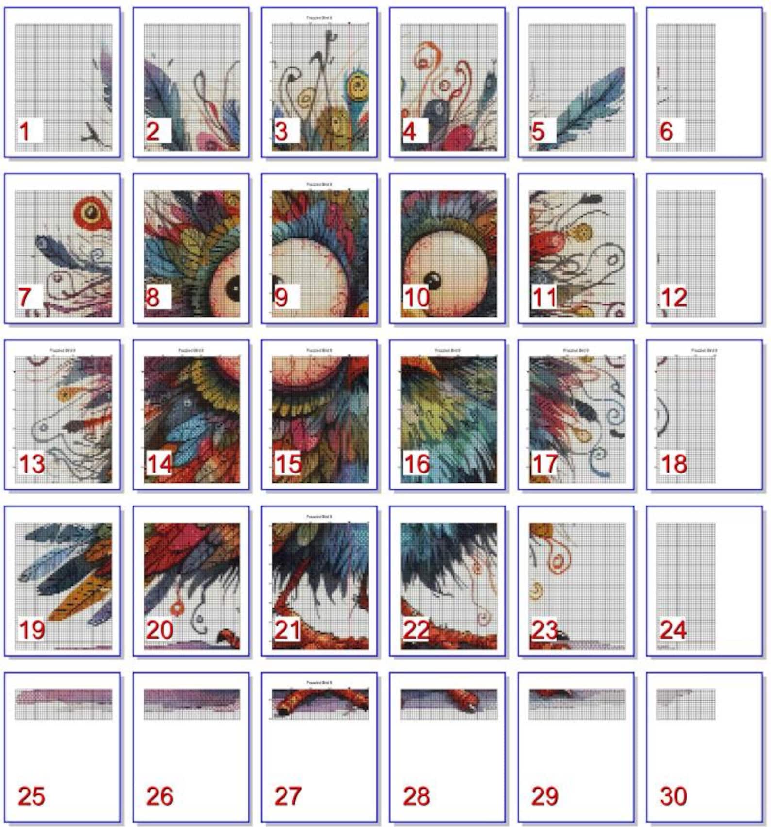 Frazzled Rainbow Bird 9, Pattern Keeper Compatible, PDF Digital ...