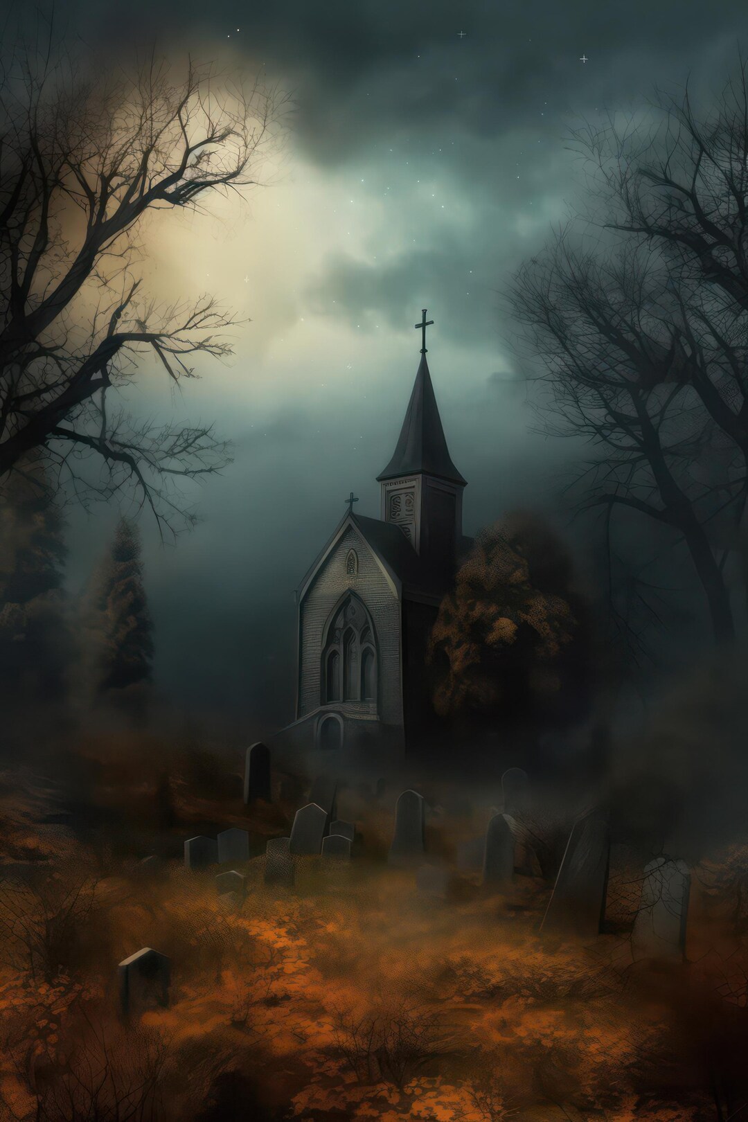 Gothic Graveyard Landscape 2 Halloween PDF Instant Digital Download ...