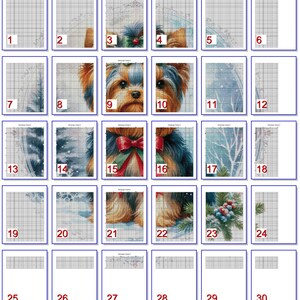 Christmas Yorkie Puppy Dog 9 PDF Instant Digital Download Counted Cross ...