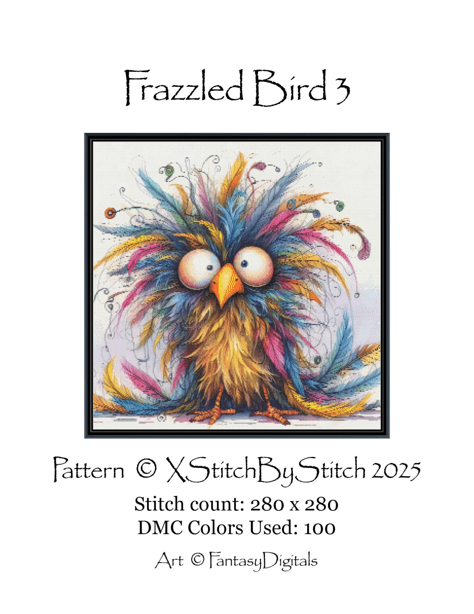 Frazzled Rainbow Bird 3, Pattern Keeper Compatible, PDF Digital ...