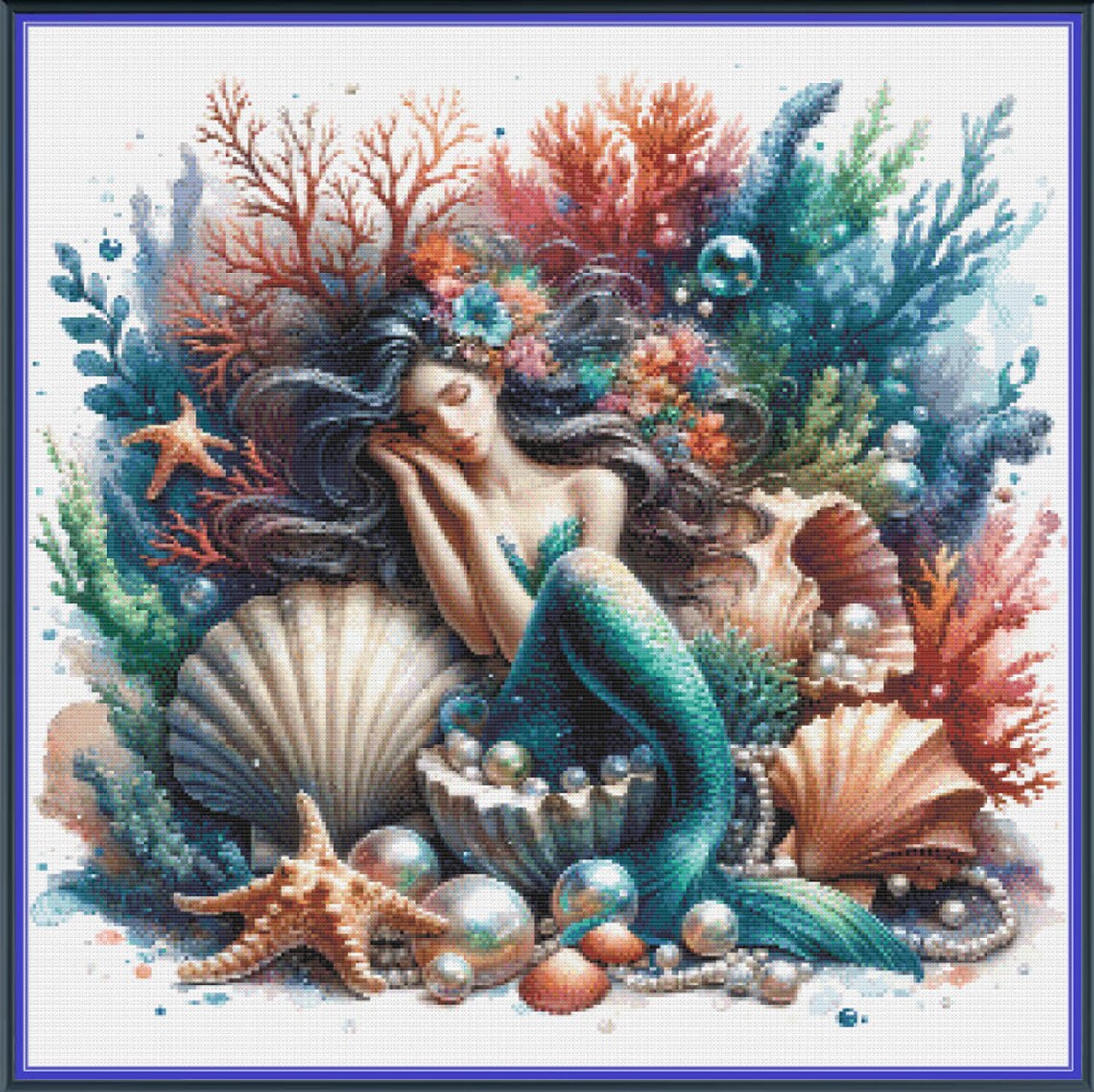 Sleeping Rainbow Mermaid Counted Cross Stitch Pattern - Etsy