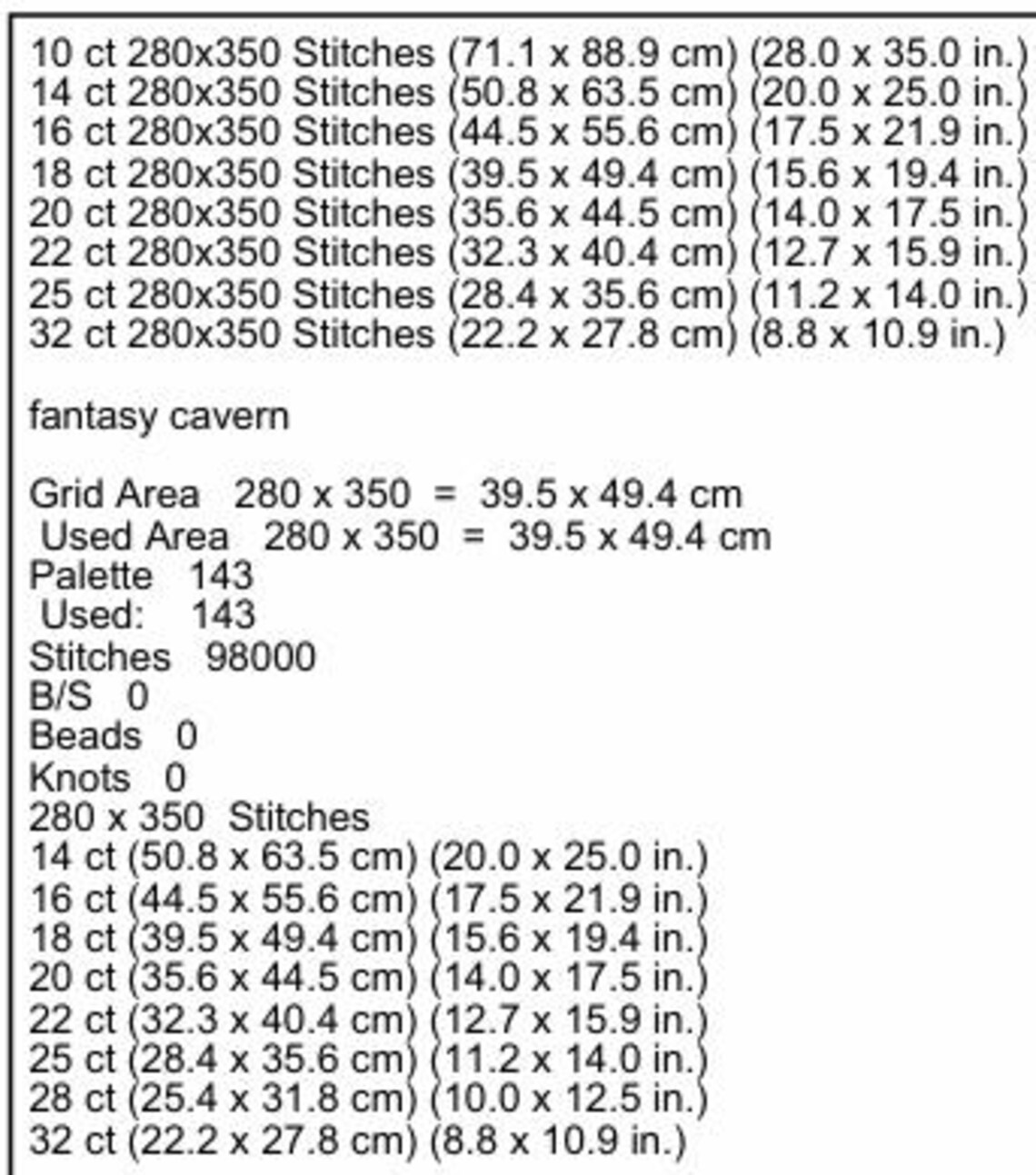 Fantasy Cavern Filtered Dawn PDF Instant Digital Download Counted Cross ...
