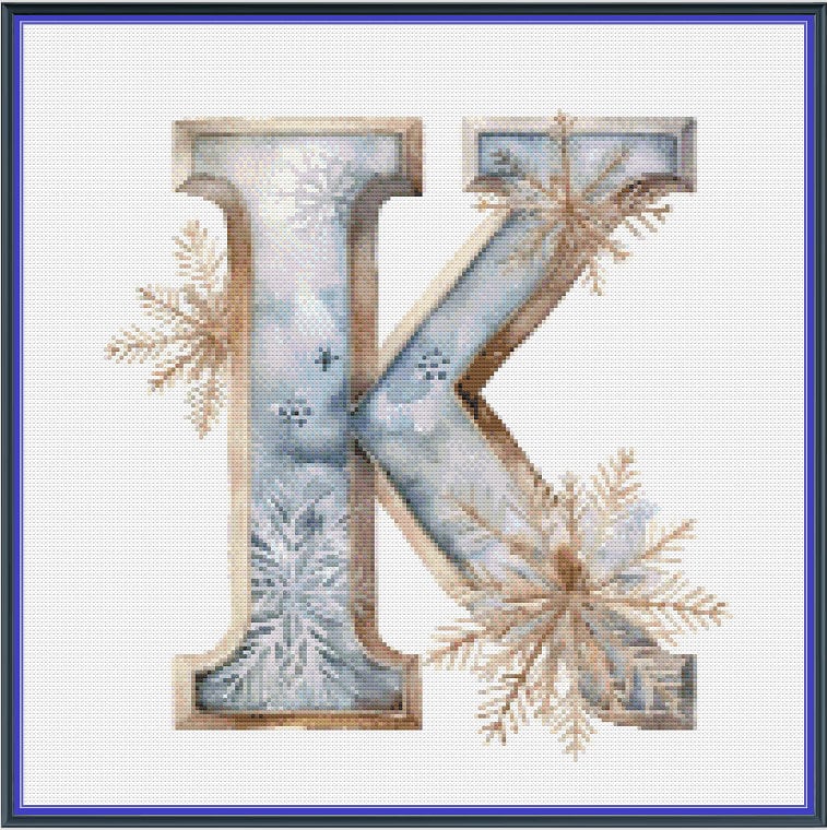 Winter Floral Alphabet Letter K Large Size Pattern Keeper Compatible ...