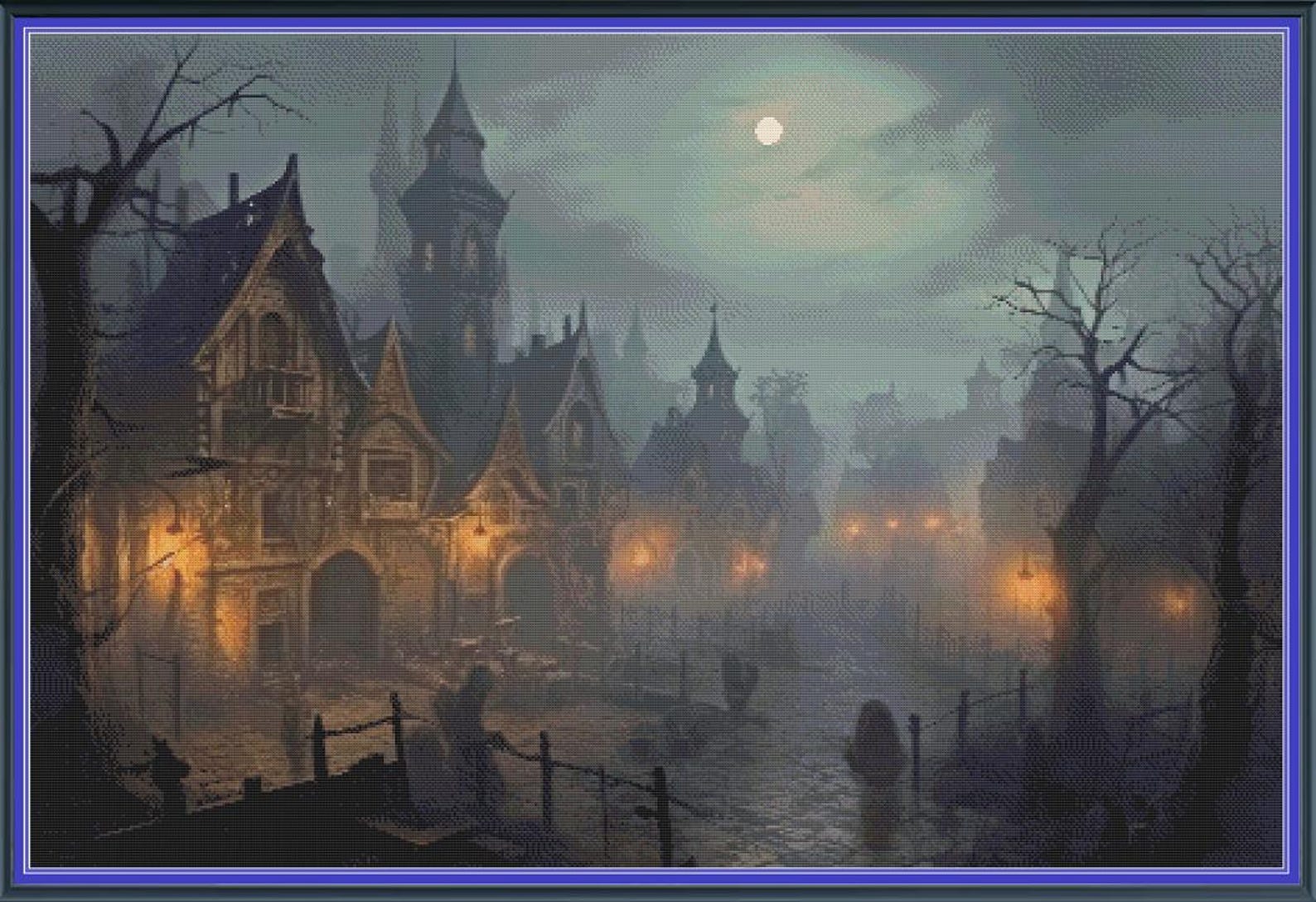 Cursed Old Town 16 Spooky Landscape Scene Pattern Keeper Compatible PDF ...