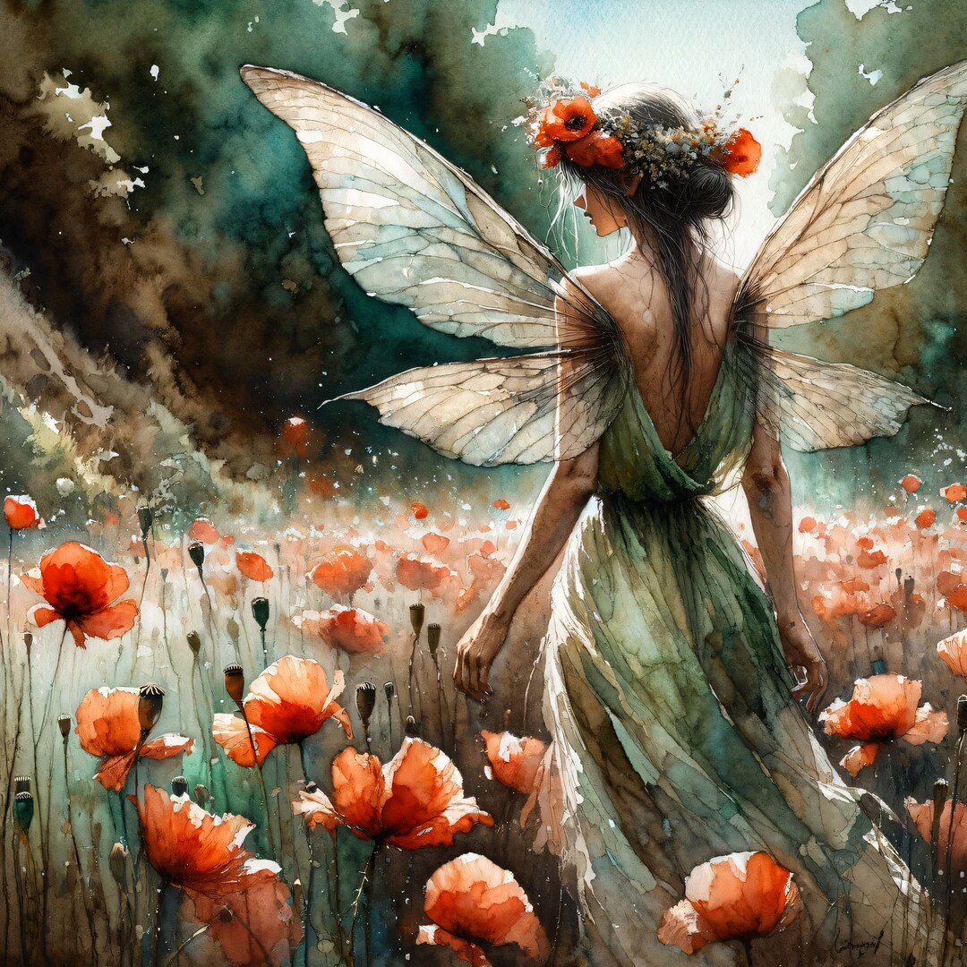 Forest Fairy Watercolor Art 2, Dryad Fae Faerie Pattern Keeper ...