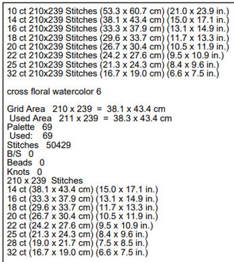 Watercolor Floral Cross Decor PDF Instant Digital Download Counted Cross Stitch Pattern Keeper ...