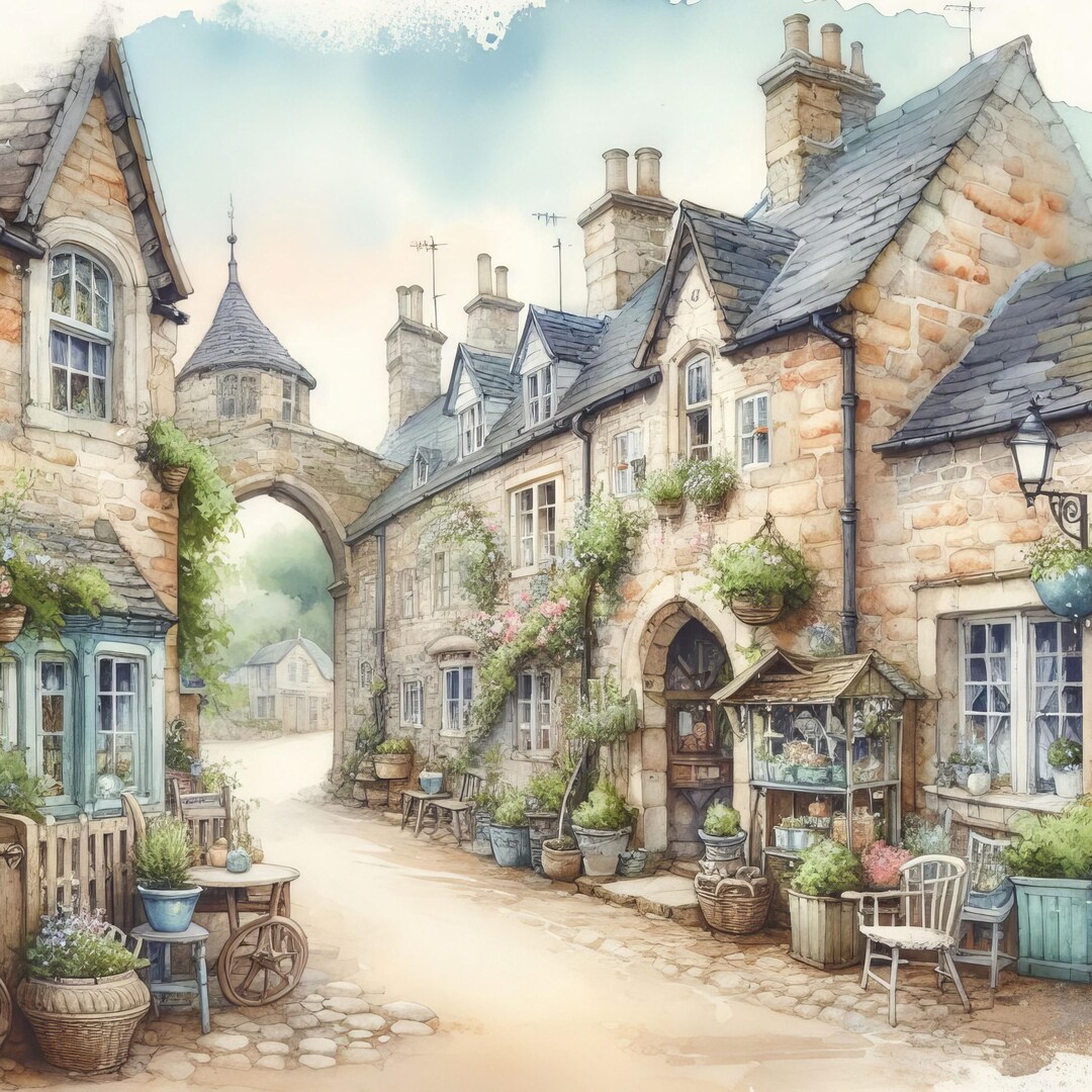 Watercolor Rustic Village 5 Pattern Keeper Compatible PDF Instant ...