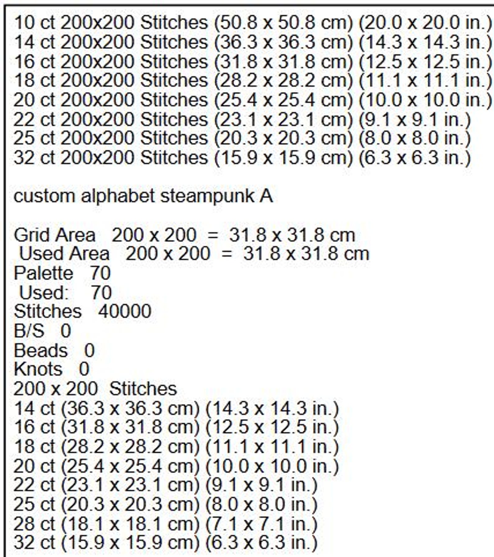 Custom Alphabet Steampunk A 16ct 200x200 Stitch, Size Pattern Keeper ...