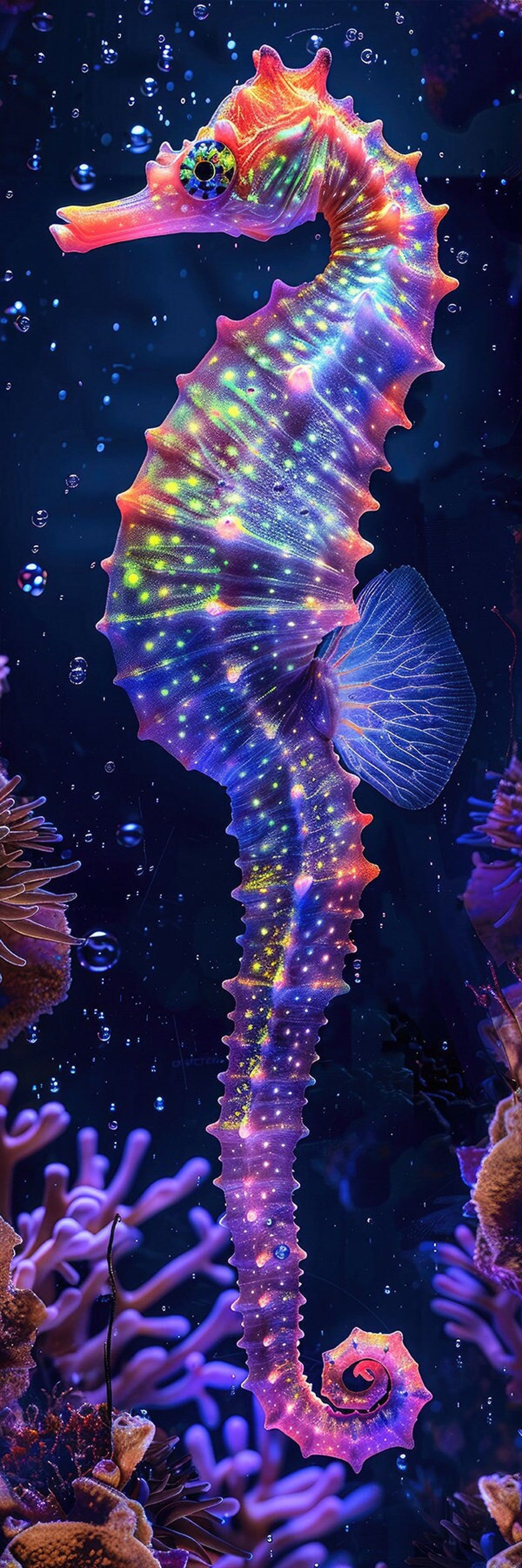Biofluorescent Sea Life 3 Sea Horse Narrow, Pattern Keeper Compatible ...