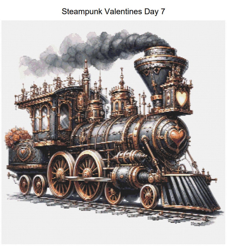 Steampunk Steam Engine Train Valentine Pattern Keeper Compatible PDF ...