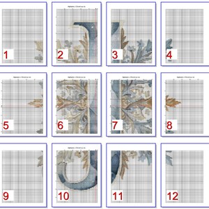 Winter Floral Alphabet Letter J Large Size Pattern Counted Cross Stitch ...