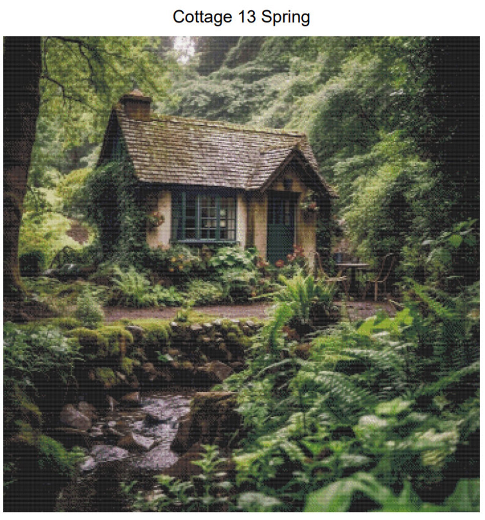 Spring Cottage Landscape Scene Counted Cross Stitch Pattern Keeper ...