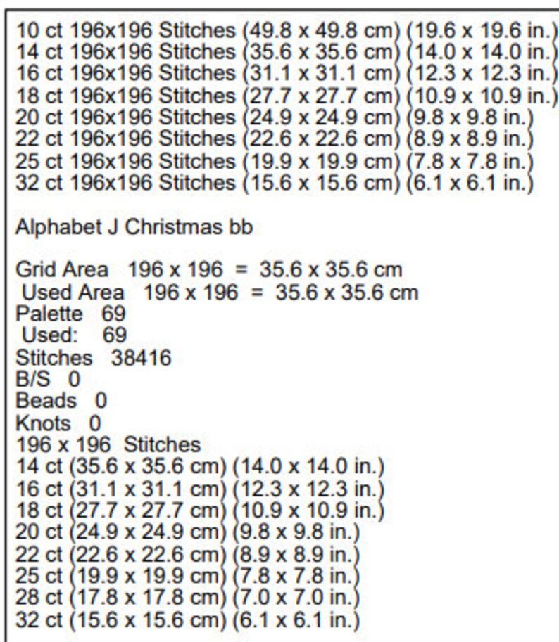 Winter Floral Alphabet Letter J Large Size Pattern Counted Cross Stitch ...