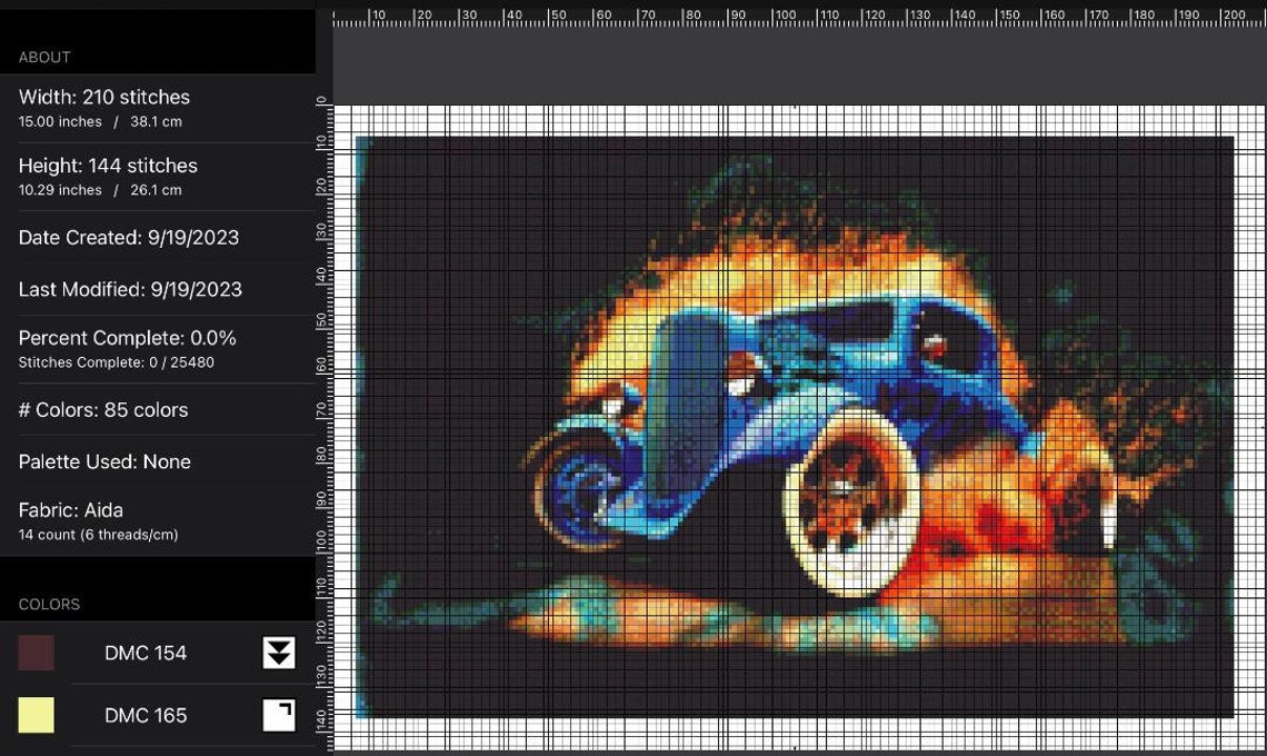 Electric Blue Hot Rod Flaming Burnout Drag Race Car PDF Digital Counted ...