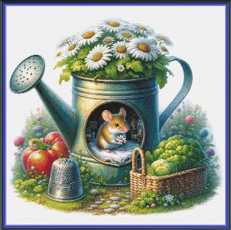 Watercolor Watering Can Mouse House Pattern Keeper Compatible PDF ...