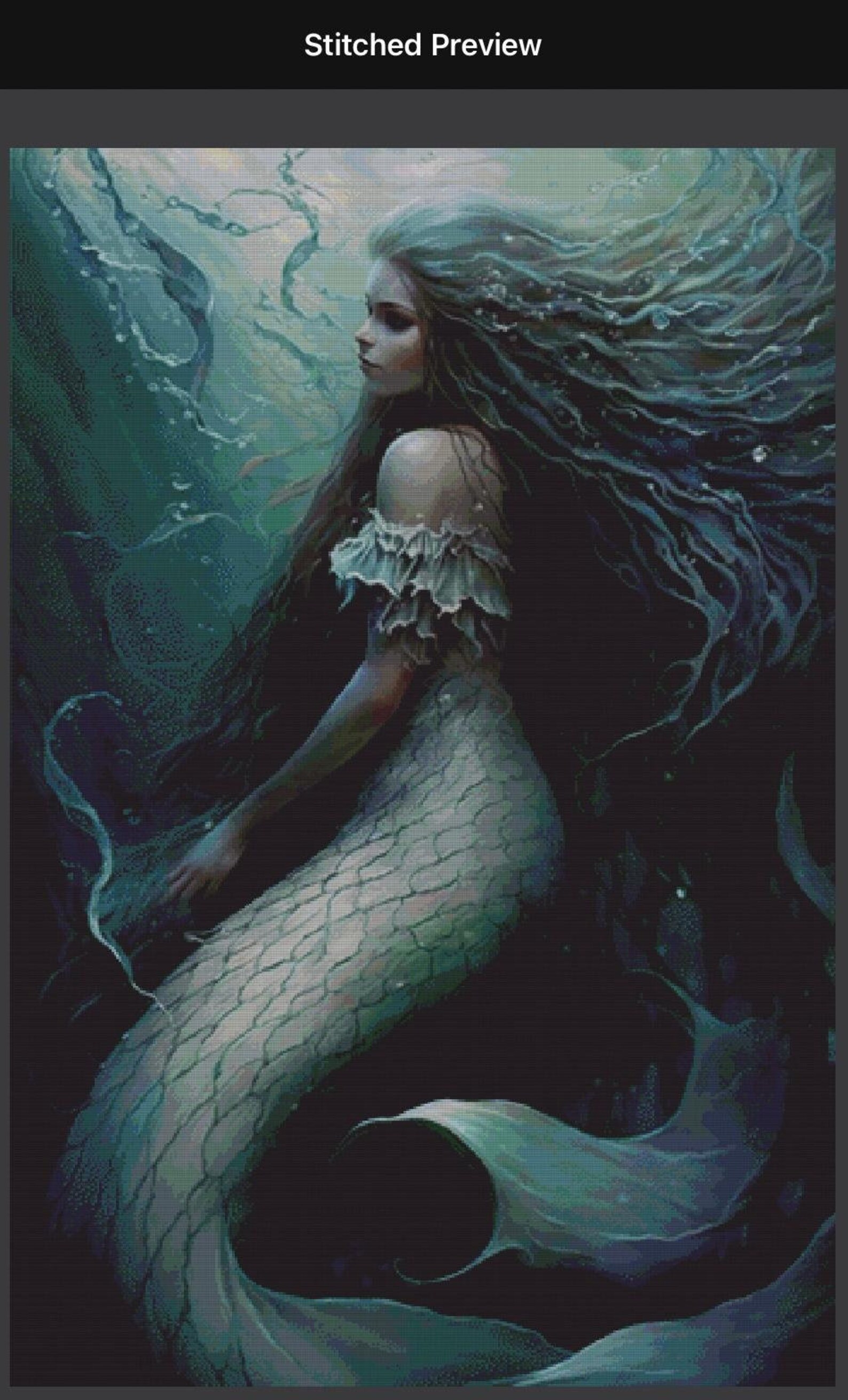 White Scaled Mermaid Large Pattern Counted Cross Stitch PDF - Etsy