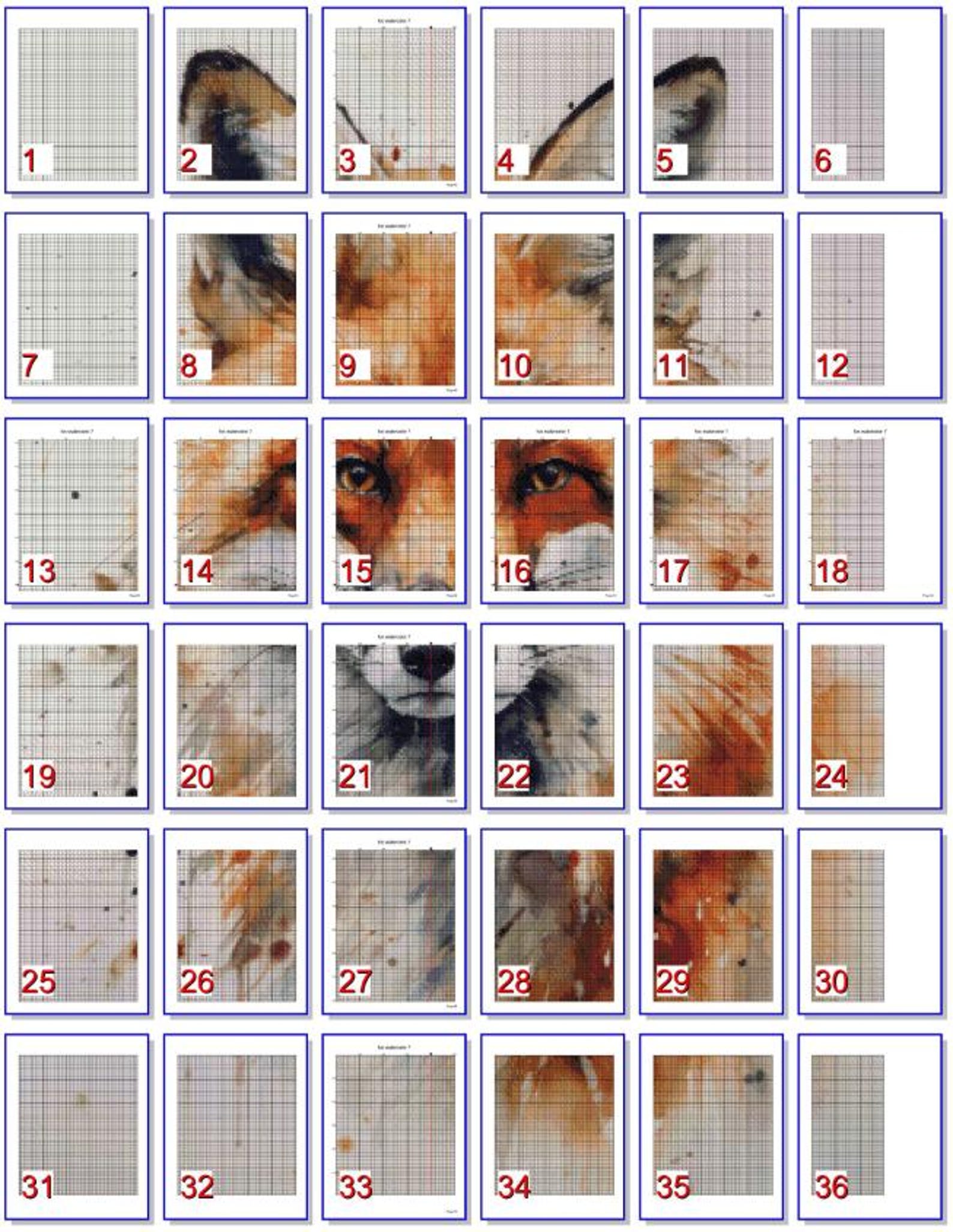 Watercolor Fox Portrait 7 Pattern Keeper Compatible PDF Instant Digital ...