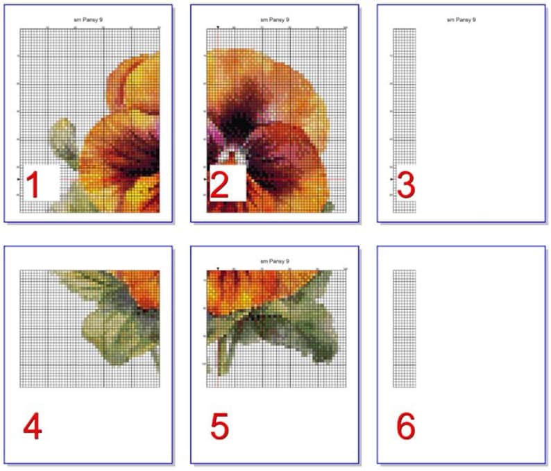 Small Pattern Bright Gold Burgundy Pansy 9 Pattern Keeper Compatible ...