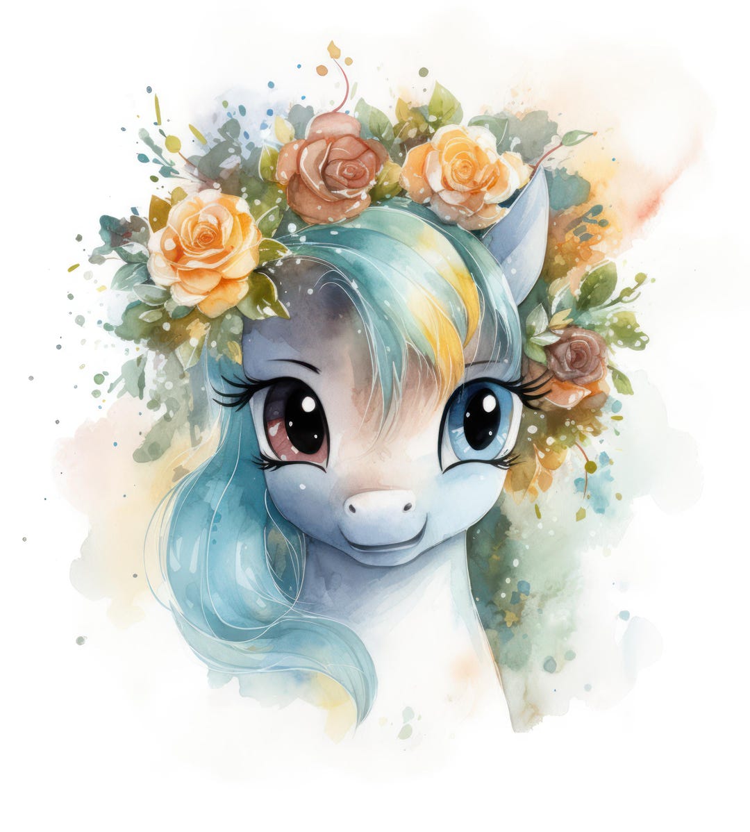 Small Watercolor Floral Pony 8, Pattern Keeper Compatible, PDF Instant ...
