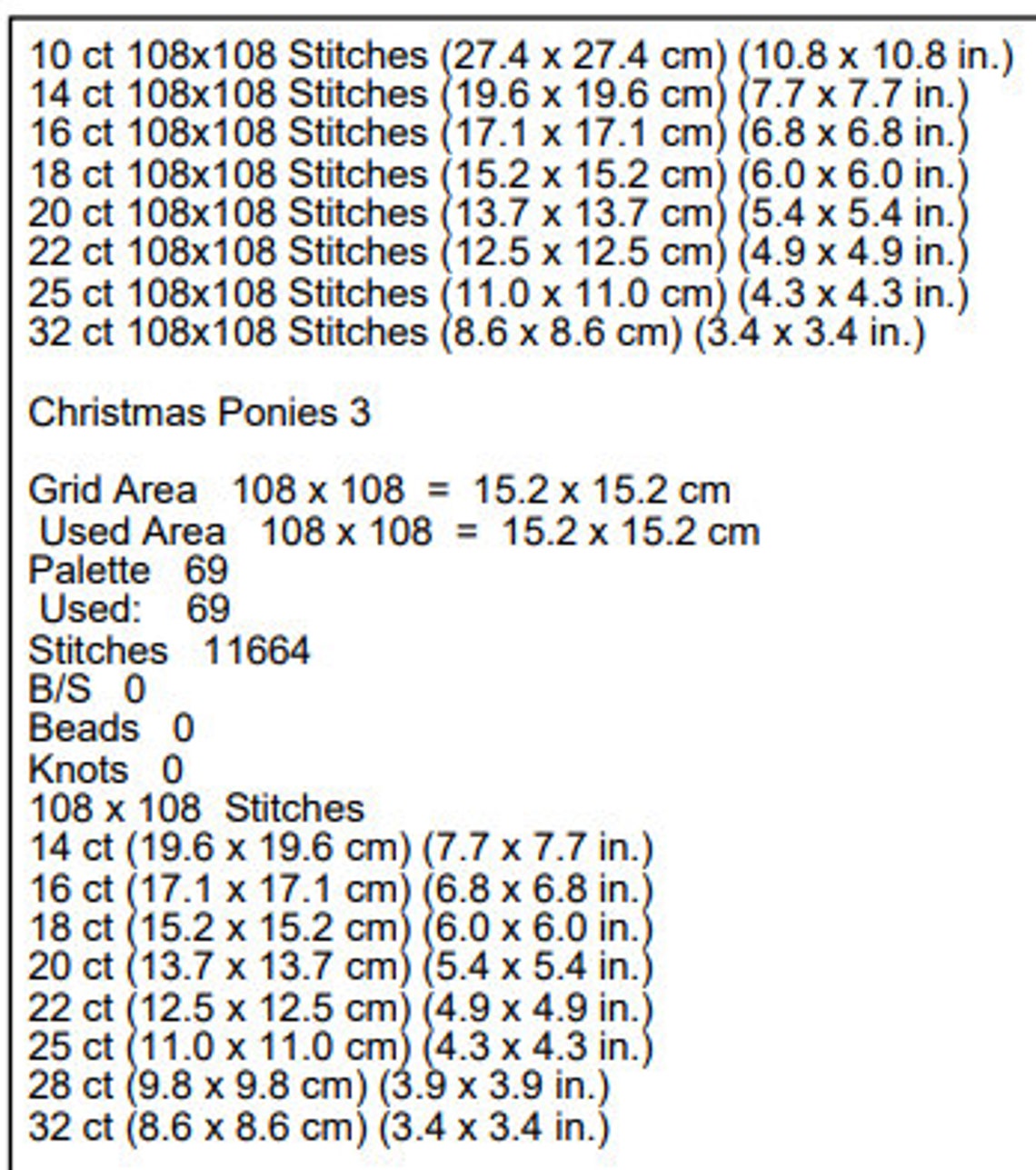 Small Pattern 6 Inch Christmas Ponies 3 PDF Instant Digital Download ...