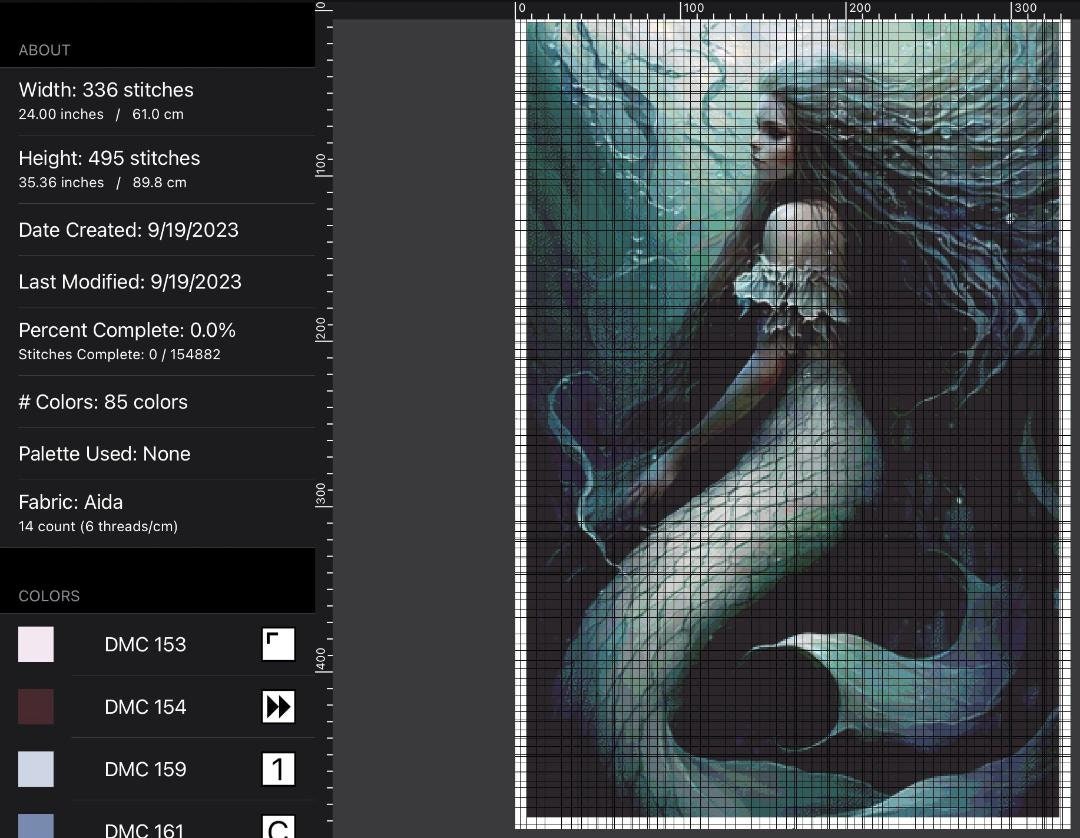 White Scaled Mermaid Large Pattern Counted Cross Stitch PDF - Etsy