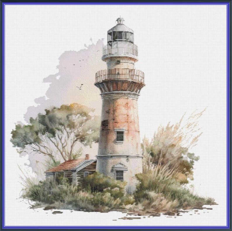 Watercolor Lighthouse 10 PDF Instant Digital Download Counted Cross ...