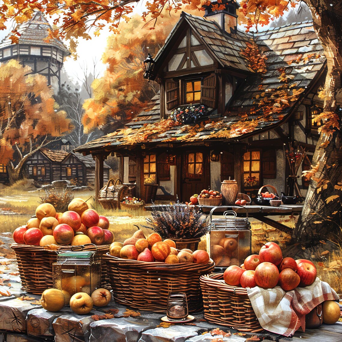 Autumn Country 2 Homestead Scene Fall Pattern Keeper Compatible PDF ...