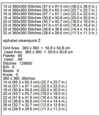 Steampunk Alphabet Letter Z Large Size Pattern Keeper Compatible PDF ...