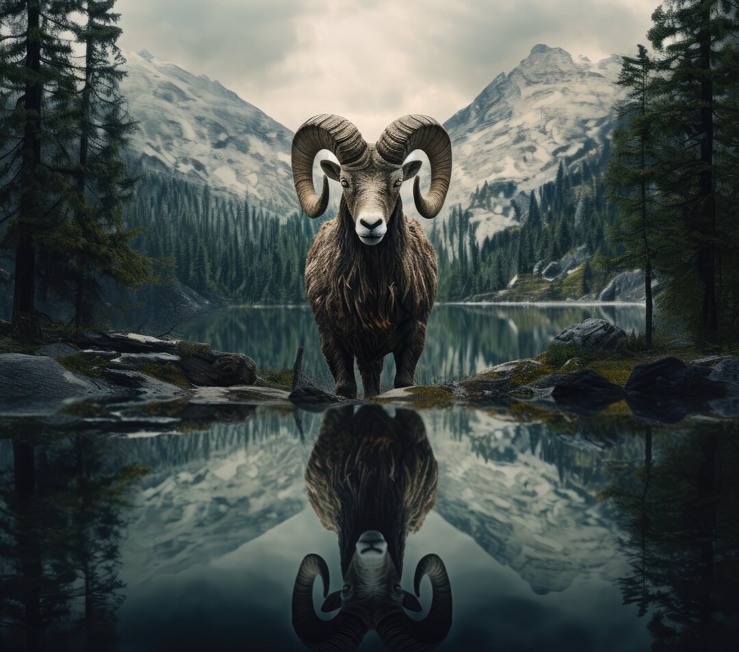 Reflected Bull Big Horn Sheep Spirit Totem PDF Instant Digital Download ...