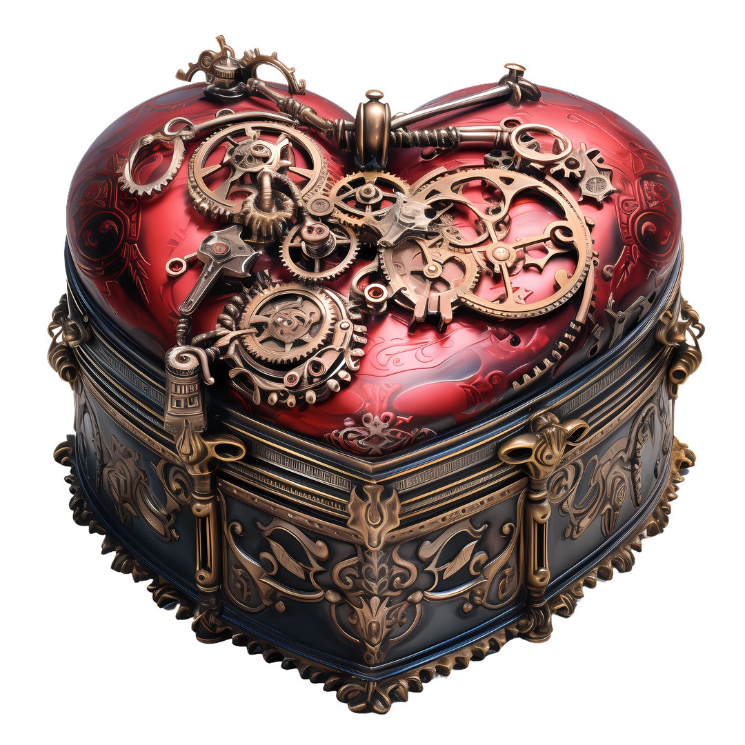 Steampunk Heart Lock Box Valentine Pattern Keeper Compatible PDF ...