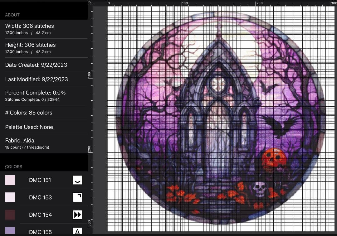 Circle Window Stained Glass Graveyard Counted Cross Stitch Pattern PDF ...
