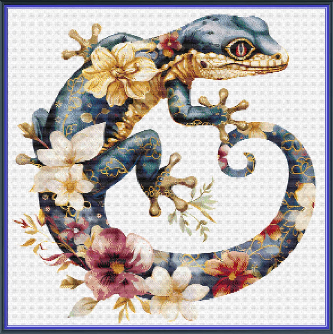 Floral Gecko 5 Spirit Totem PDF Instant Digital Download Counted Cross ...