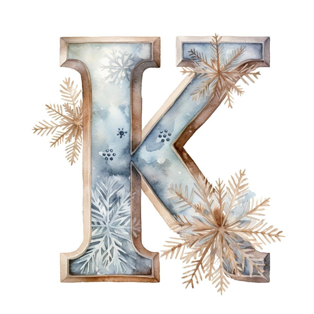 Winter Floral Alphabet Letter K Large Size Pattern Keeper Compatible ...