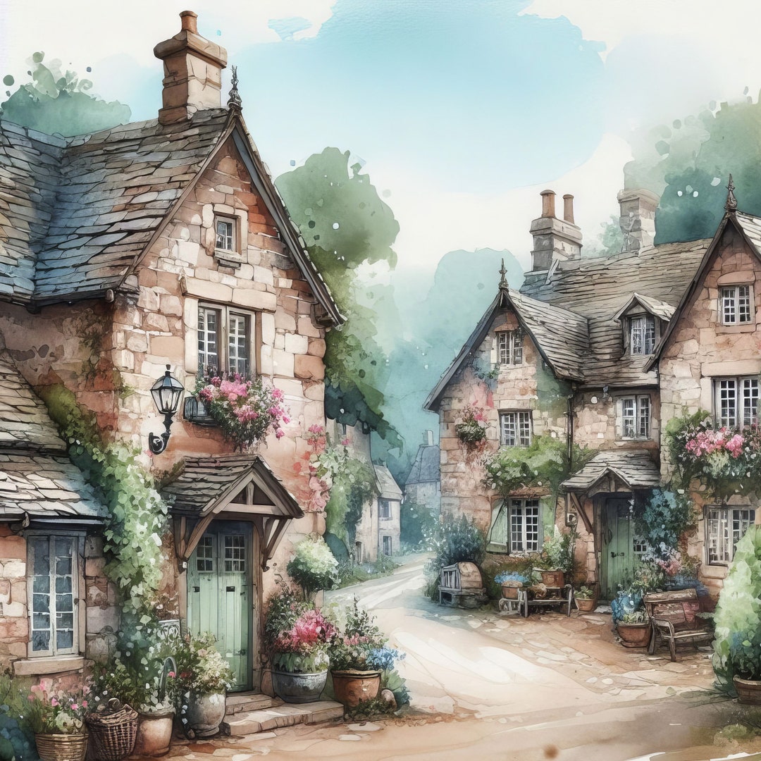 Watercolor Rustic Village 1 Pattern Keeper Compatible PDF Instant ...