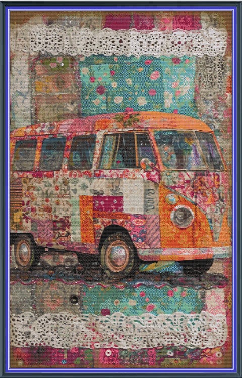 Patchwork Colorful Fabric VW Bug Boho Pattern Keeper Compatible PDF ...