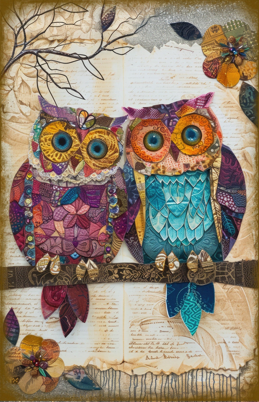 Patchwork Owls Boho Pattern Keeper Compatible PDF Instant Digital ...