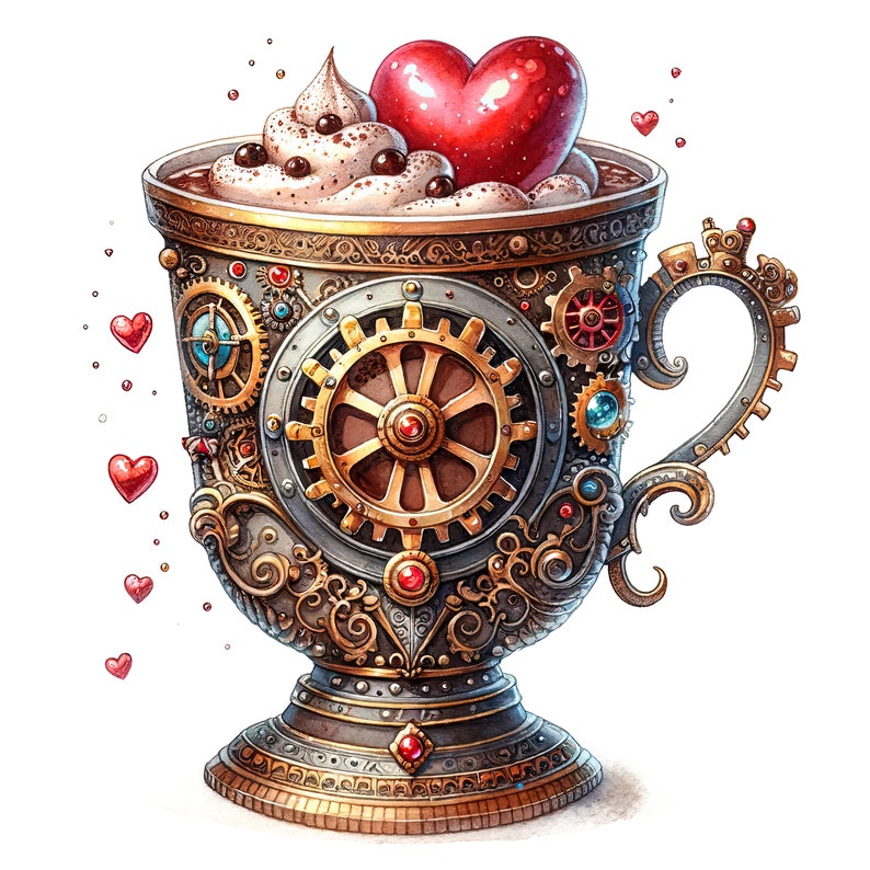 Steampunk Mug of Cocoa Valentine Pattern Keeper Compatible PDF Instant ...