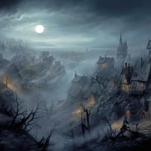Cursed Old Town 5 Spooky Landscape Scene Pattern Keeper Compatible PDF ...