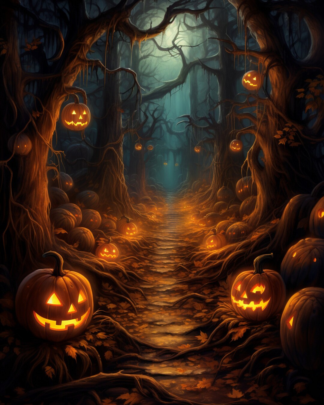 Spooky Halloween Gothic Forest Scene 2 PDF Instant Digital Download ...