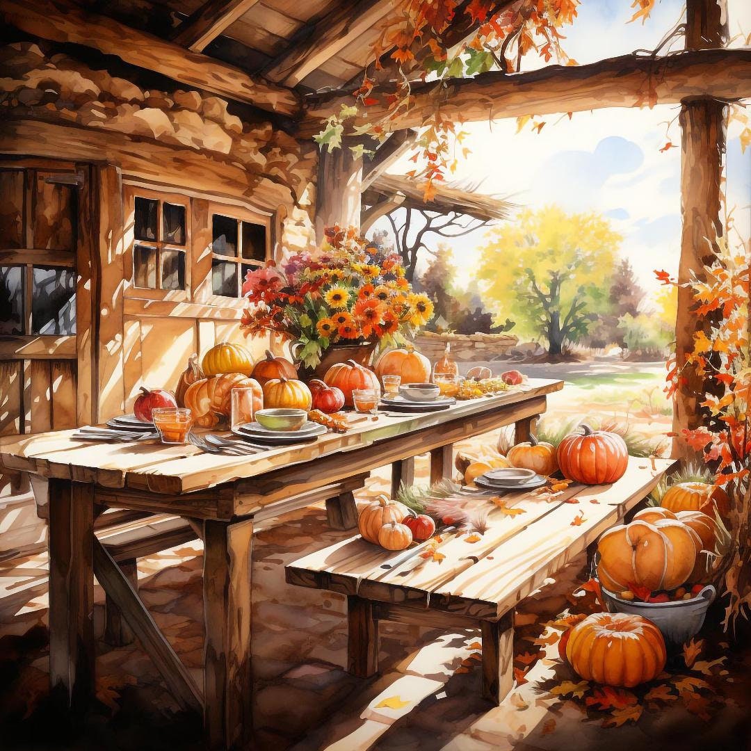 Thanksgiving Homestead Scene Autumn Pattern Keeper Compatible PDF ...