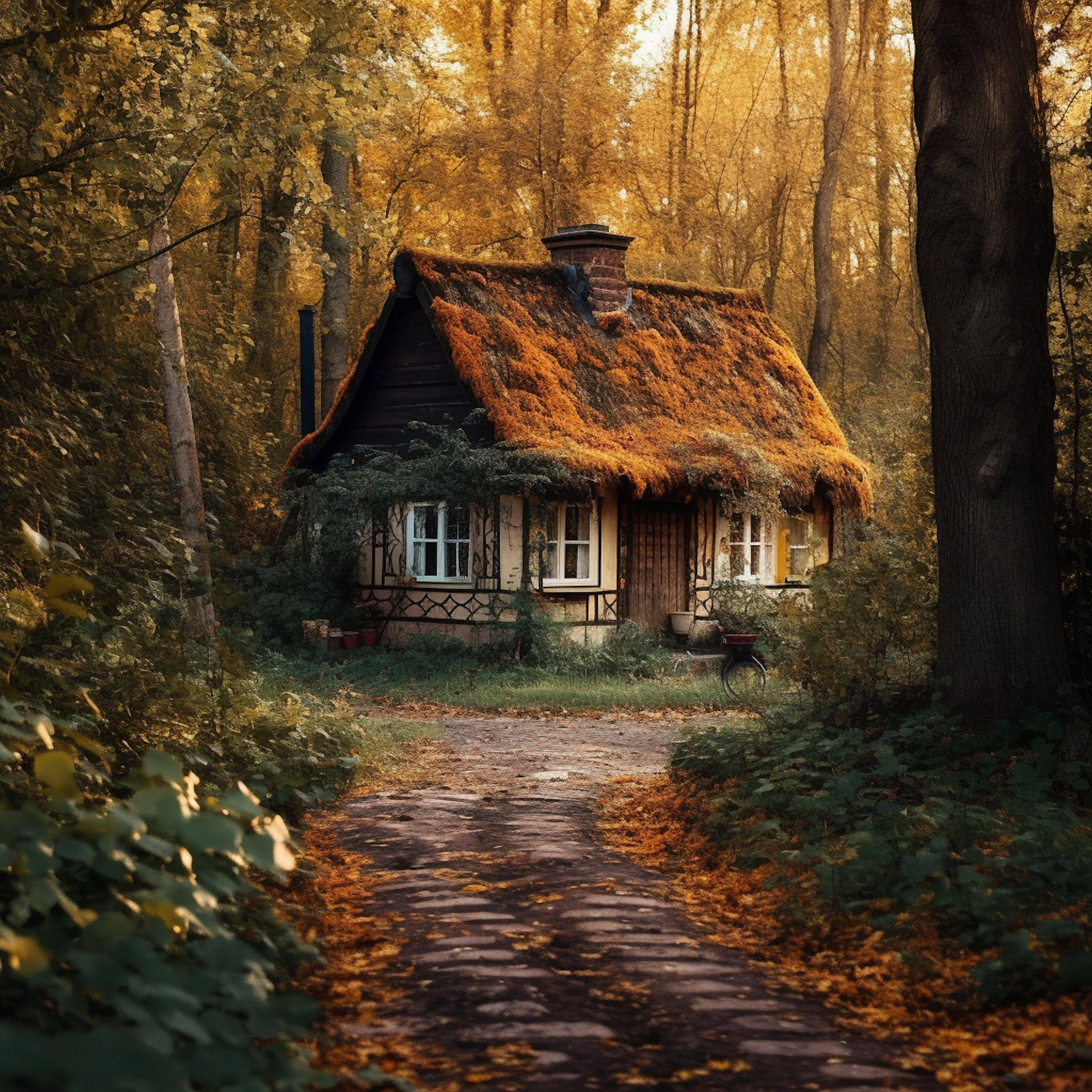 Autumn Fall Cottage Landscape Scene Counted Cross Stitch Pattern Keeper ...