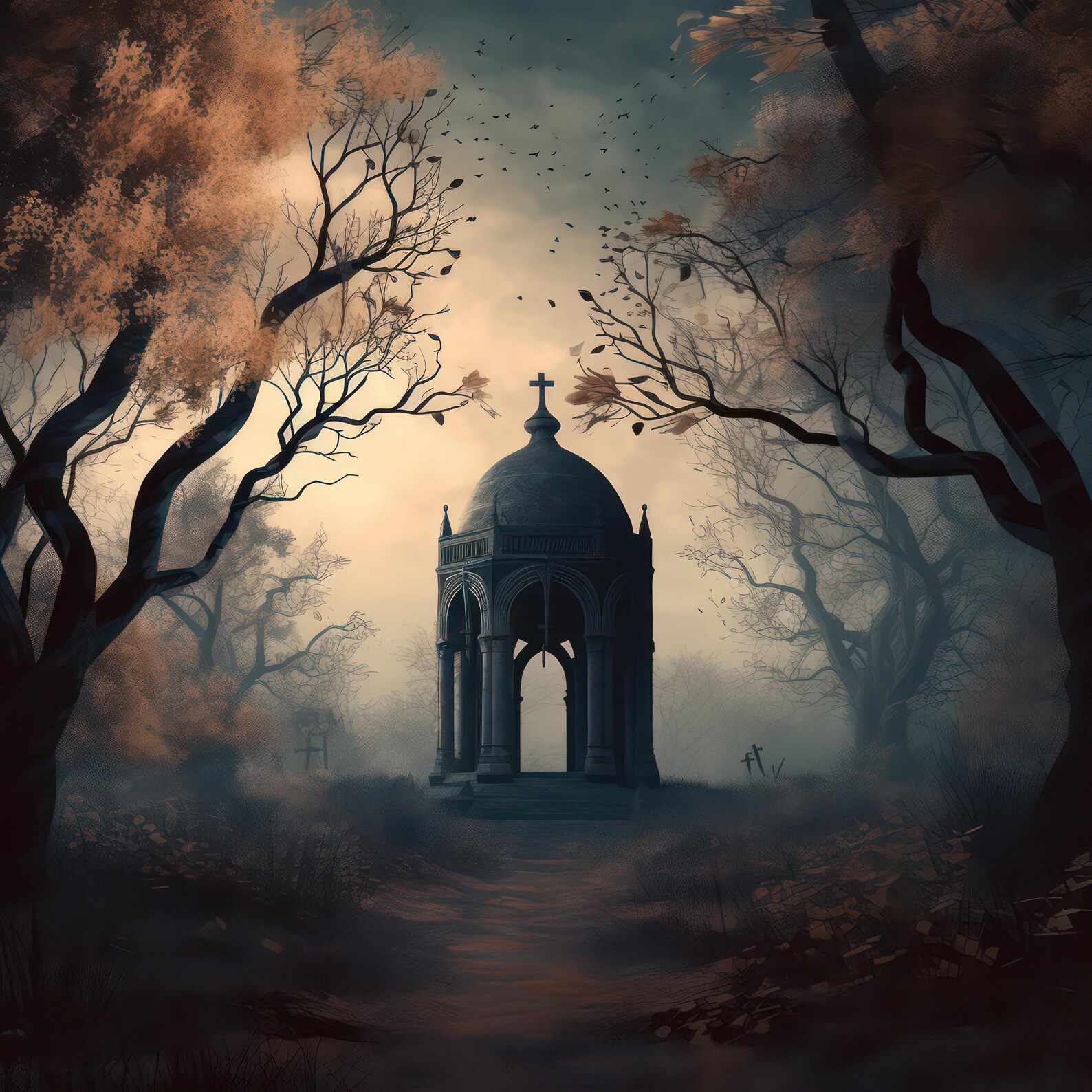 Gothic Graveyard Mausoleum 21 Halloween Scene PDF Instant Digital ...