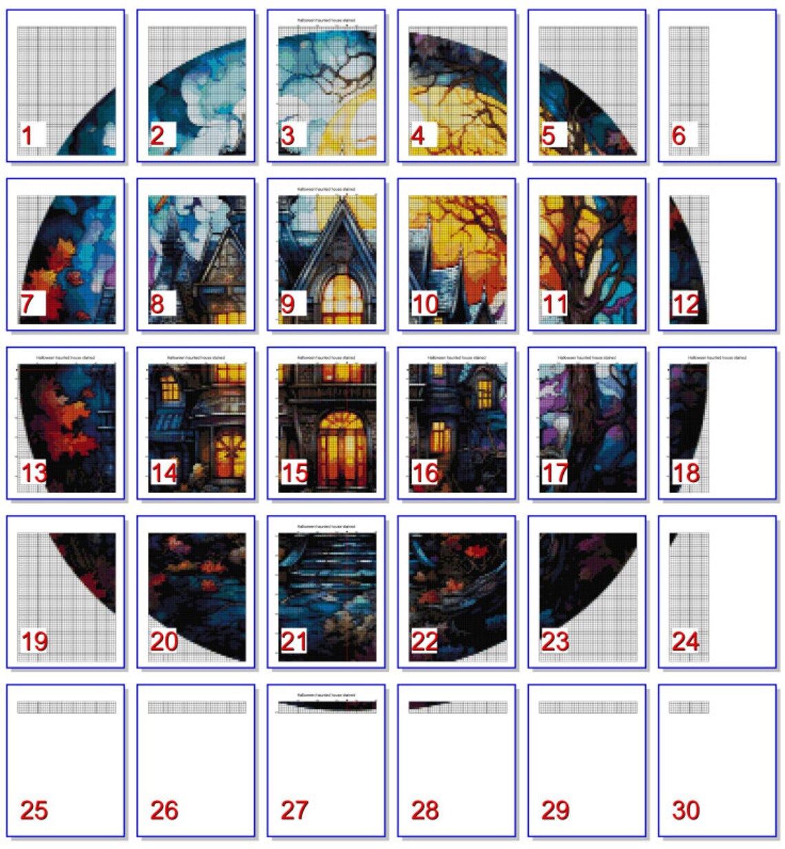 Circle Window Stained Glass Haunted House Pattern Keeper Compatible PDF ...