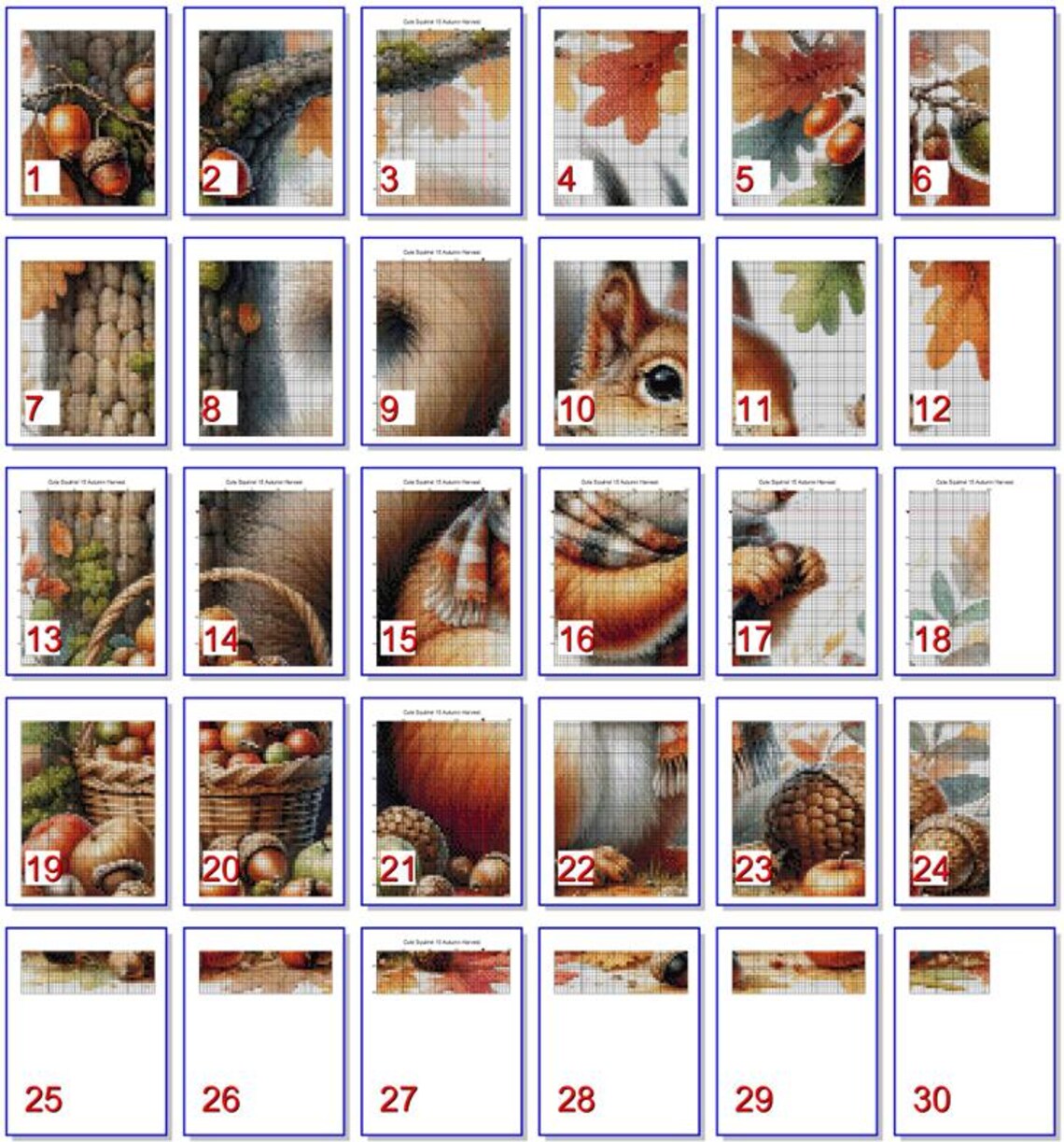 Cute Squirrel 15 Gathering Nuts Pattern Keeper Compatible PDF Instant ...
