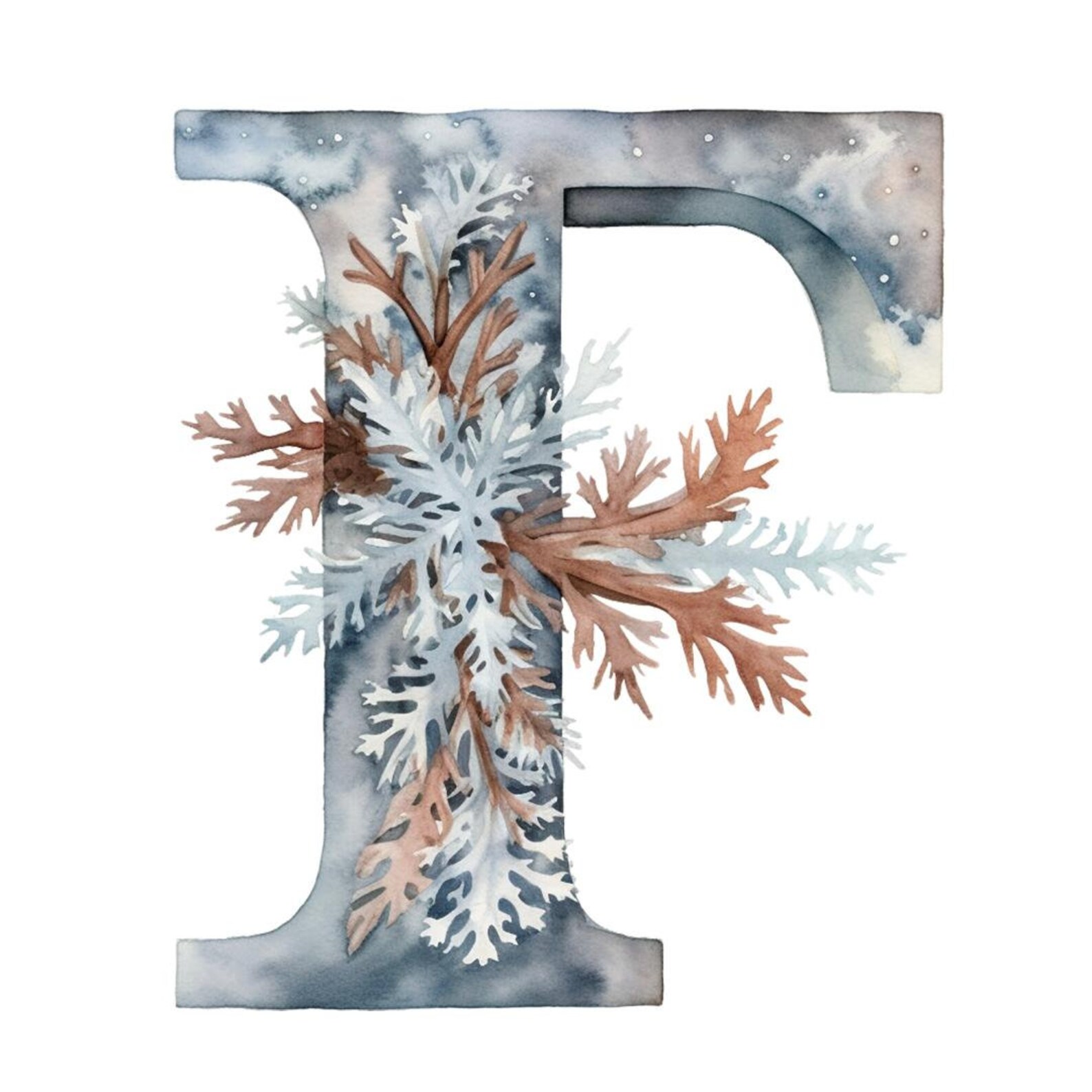 Winter Floral Alphabet Letter F Large Size Pattern Keeper Compatible ...