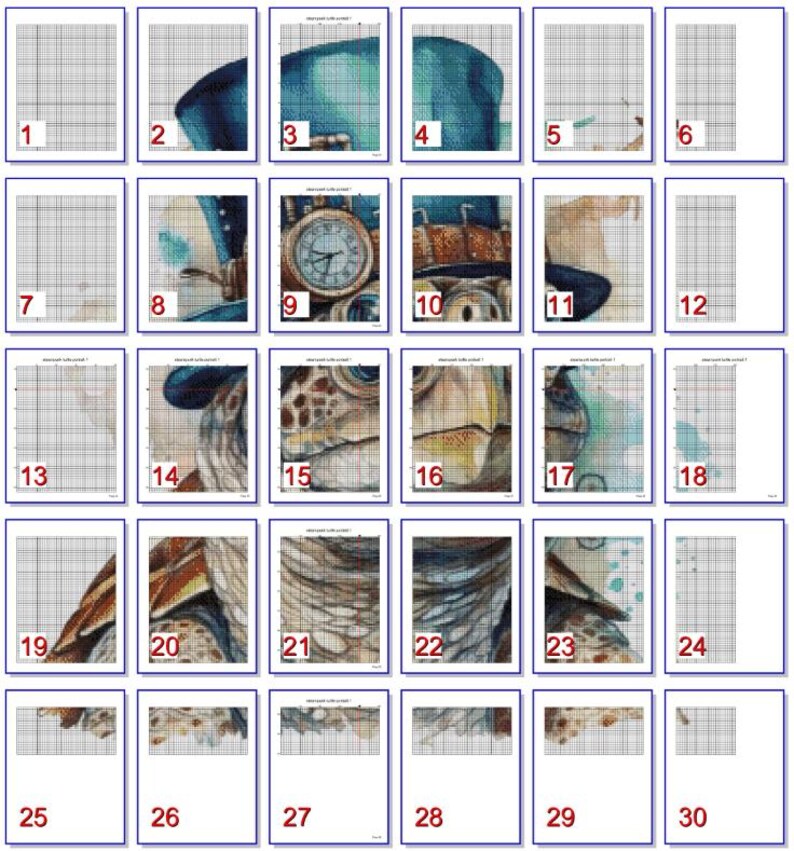 Steampunk Turtle Portrait 1 Pattern Keeper Compatible PDF Instant Digital Download Counted Cross ...