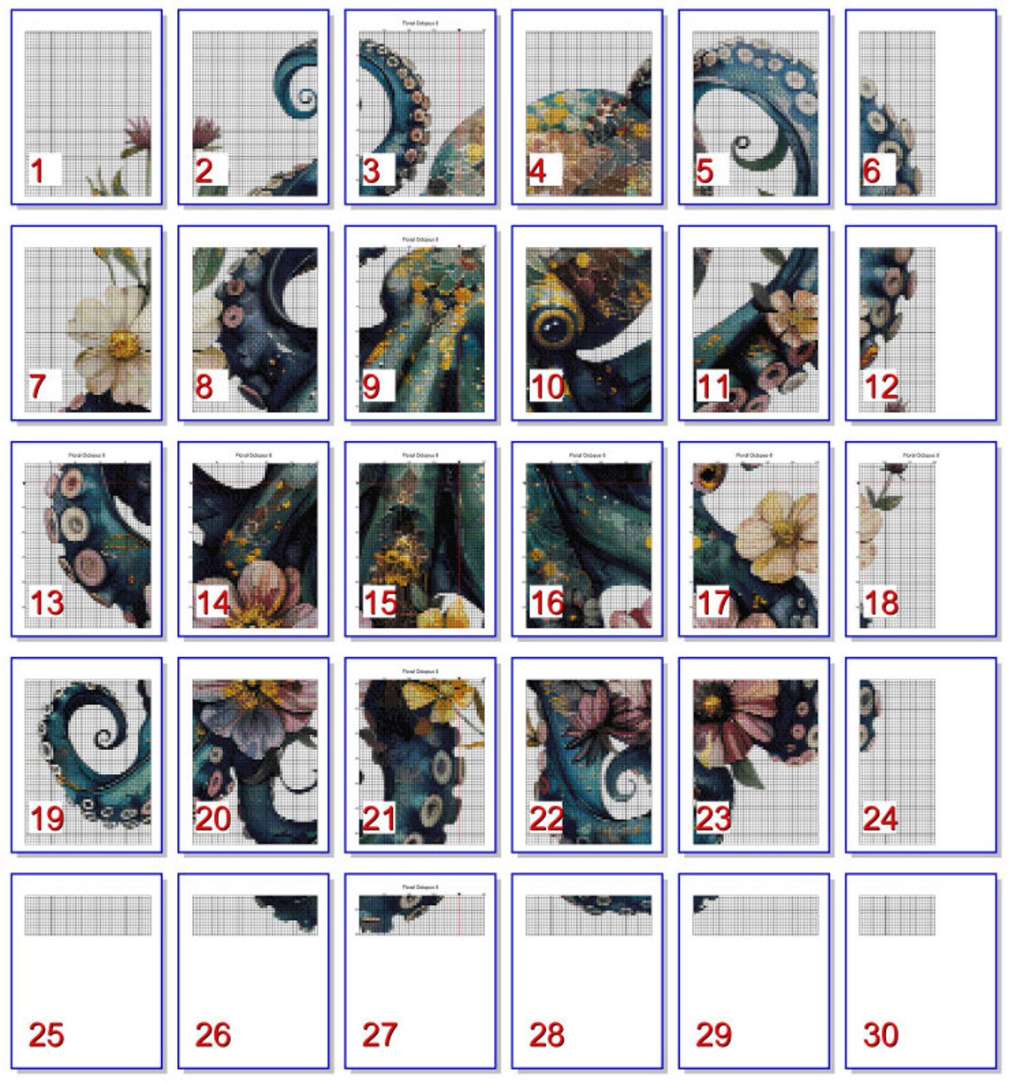 Floral Octopus 8 Spirit Totem PDF Instant Digital Download Counted ...