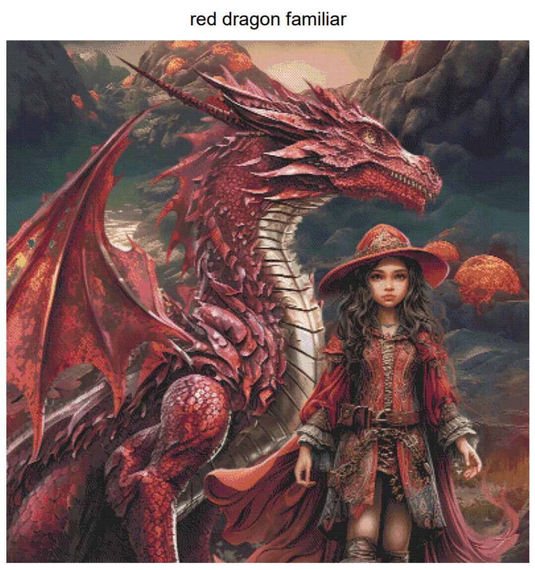 Red Dragon Familiar PDF Instant Digital Download Counted Cross Stitch ...